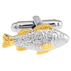Accessories | Bass Fish Fisherman Silver And Gold Cufflinks | Poshmark